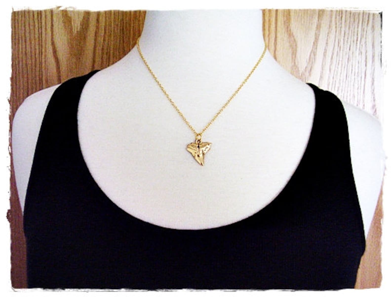 Gold Shark Tooth Necklace Antique Gold Pewter Shark Tooth - Etsy
