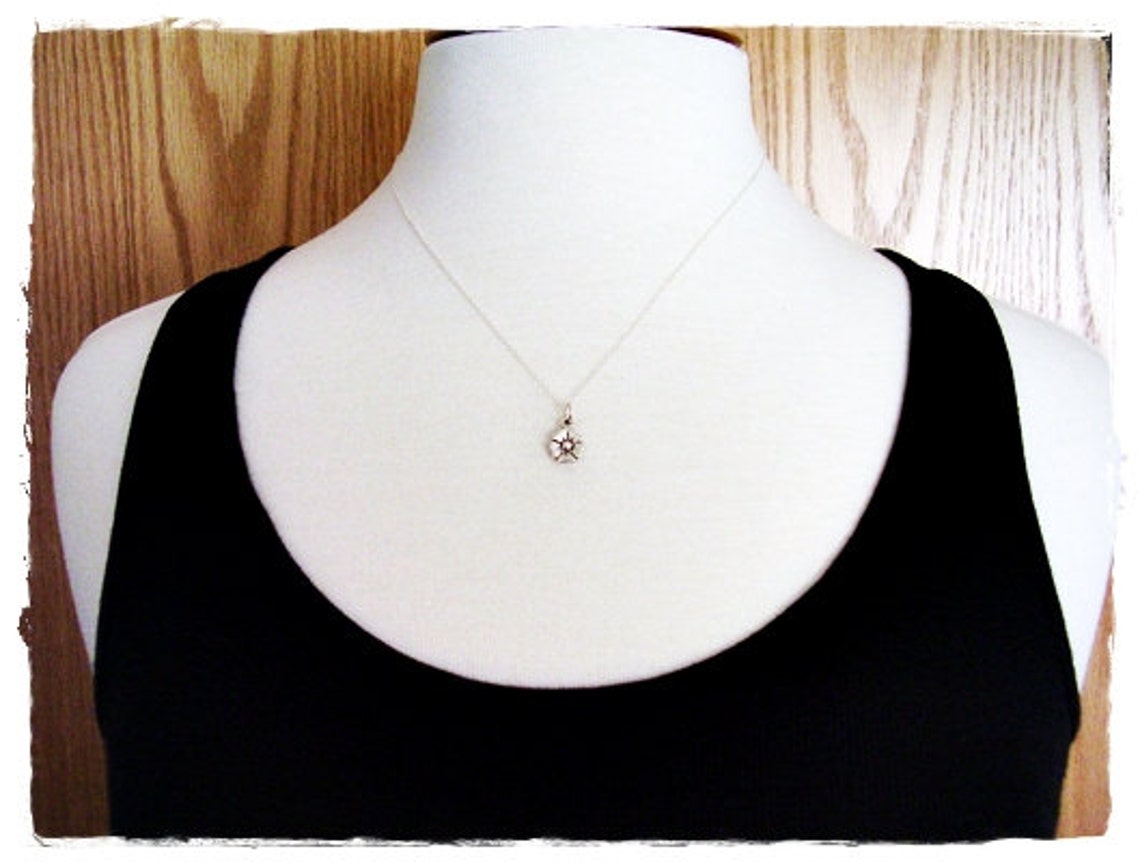 Silver Poppy Flower Necklace - Sterling Silver Poppy Flower Charm on a ...