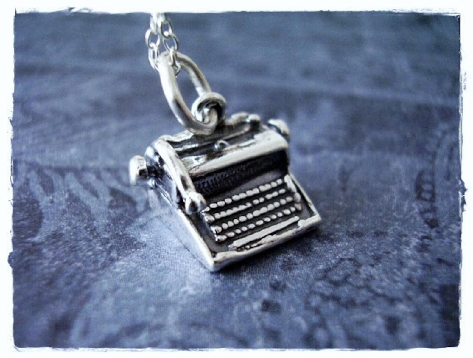 Typewriter Necklace Sterling Silver Typewriter Charm on a - Etsy