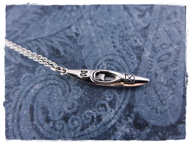 Silver Kayak Necklace - Sterling Silver Kayak Charm on a Delicate ...