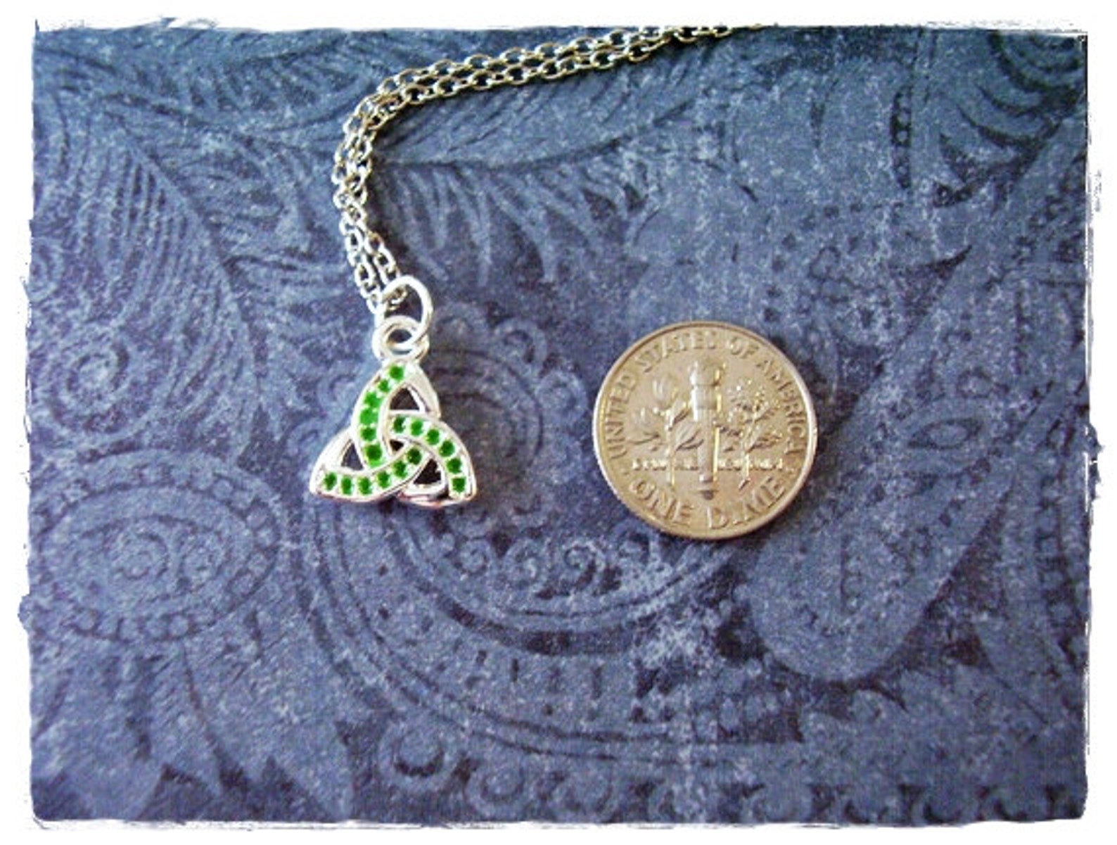 Green Trinity Knot Necklace Green Enameled Silver Plated | Etsy