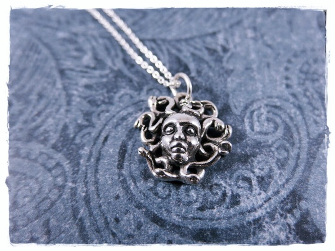 Silver Medusa Necklace - Sterling Silver Medusa Charm on a Delicate ...