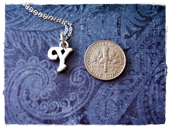Silver Cursive Y Initial Necklace - Sterling Silver Cursive Initial Y ...