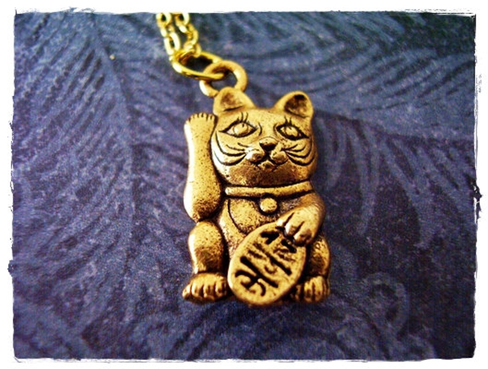 Gold Maneki Neko Lucky Cat of Japan Necklace Antique Gold - Etsy