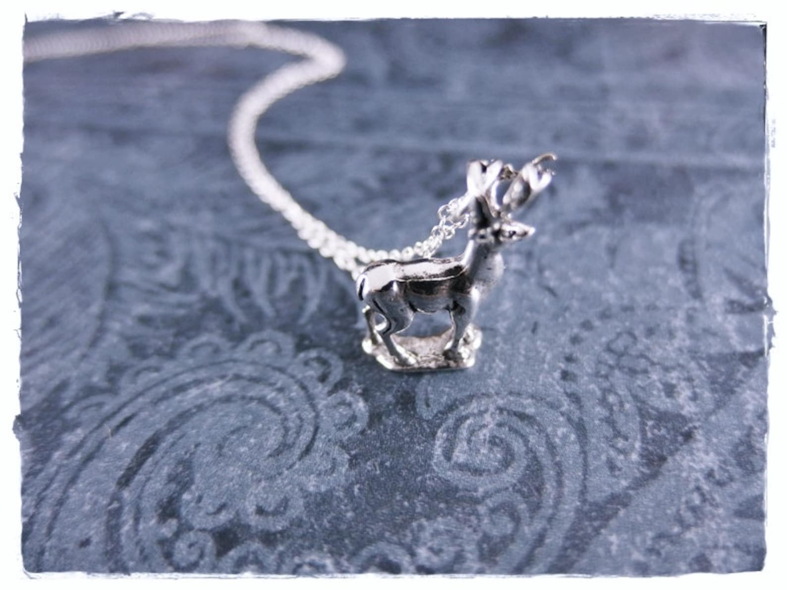 Silver Stag Necklace Sterling Silver Stag Charm on a - Etsy