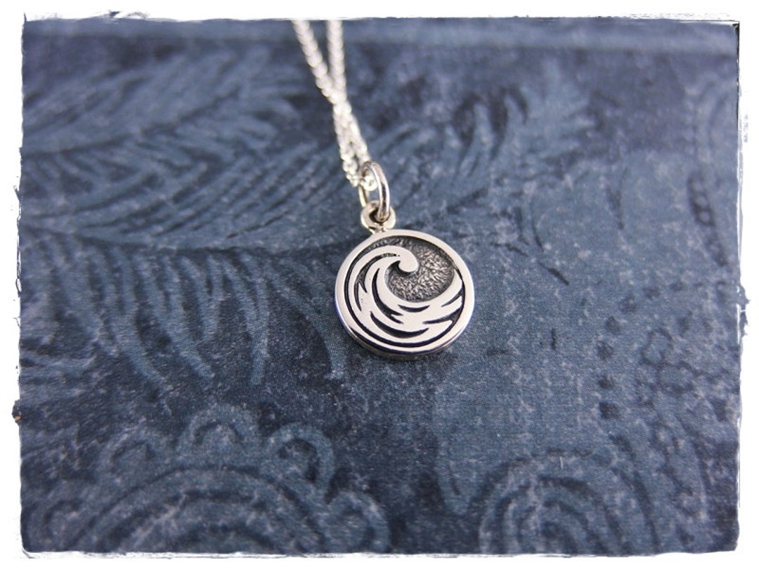 Tiny Water Element Necklace - Sterling Silver Water Element Charm on a ...