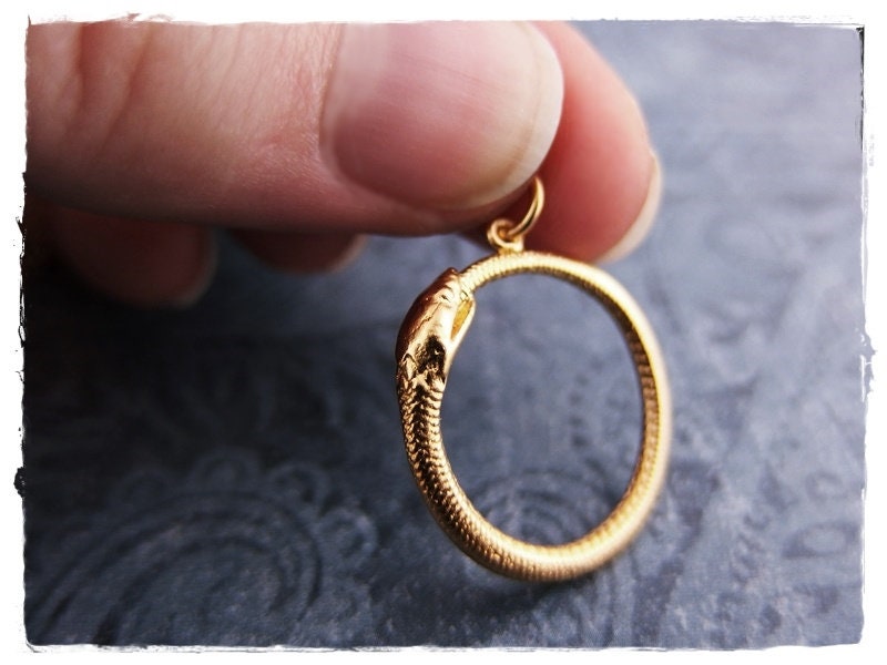 Gold Ouroboros Necklace 24kt Matte Gold Plate Ouroboros | Etsy