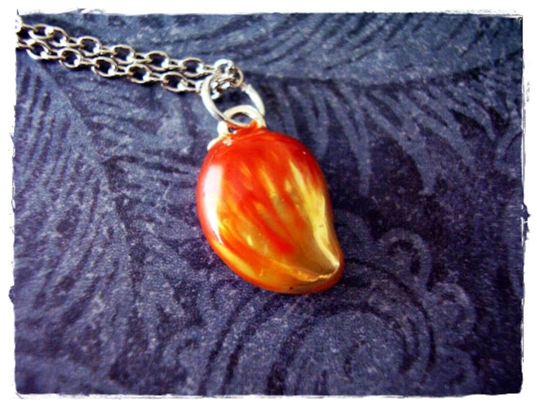 Mango Necklace - Enameled Silver Plate Mango Charm on a Delicate ...
