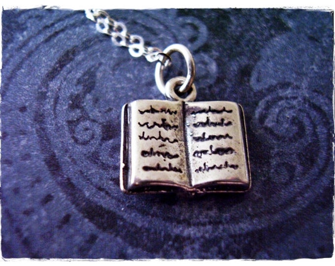 Silver Open Book Necklace Sterling Silver Open Book Charm on - Etsy