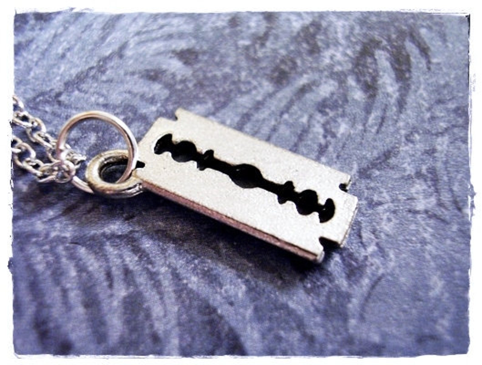 Silver Razor Blade Necklace Antique Pewter Razor Blade Charm - Etsy