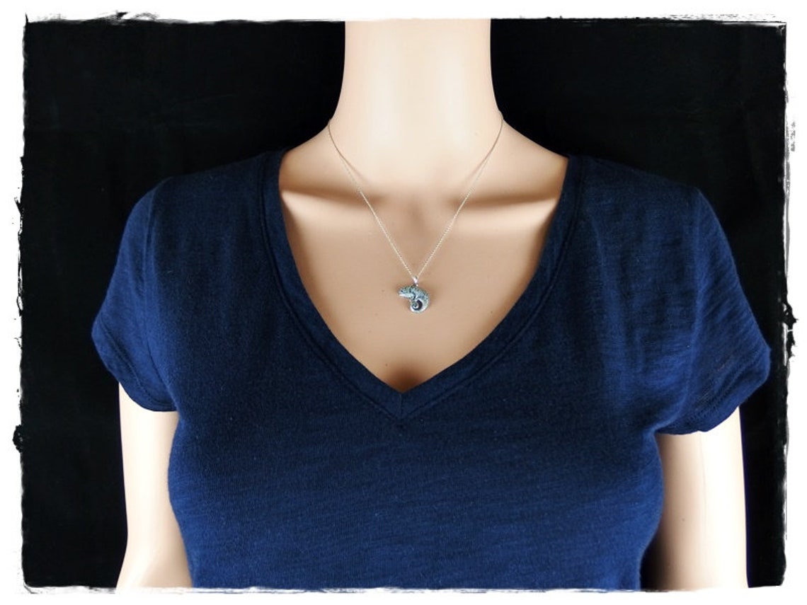 Silver Chameleon Necklace Sterling Silver Chameleon Charm on - Etsy