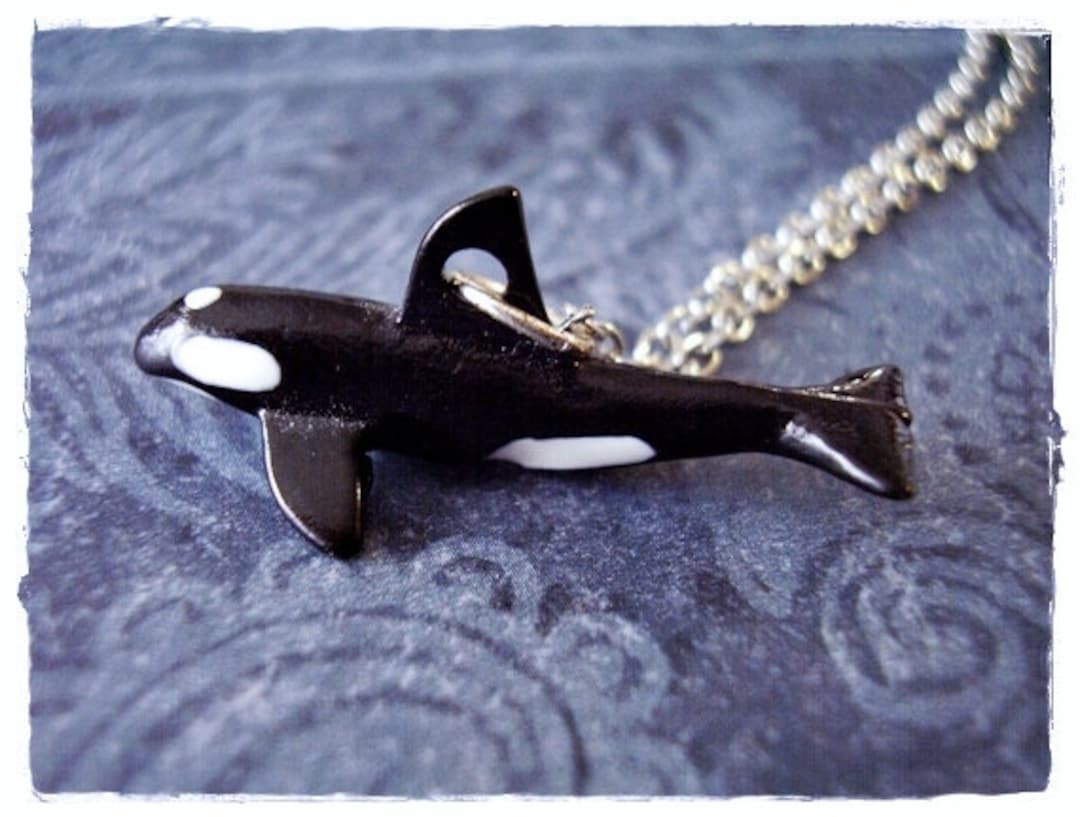 Black Orca Whale Necklace Black Enameled Pewter Orca Whale Charm on a ...