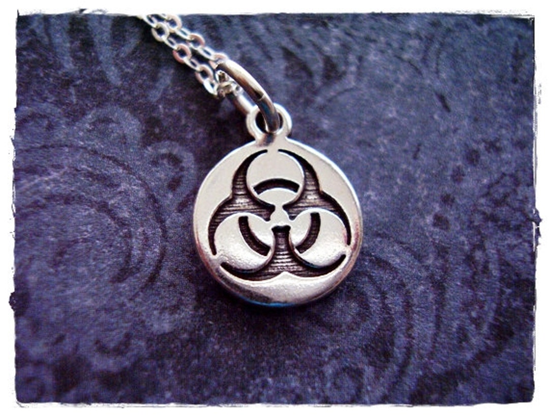 Silver Biohazard Necklace - Sterling Silver Biohazard Charm on a ...
