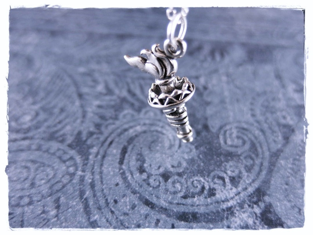 Silver Liberty Torch Necklace - Sterling Silver Liberty Torch Charm on ...