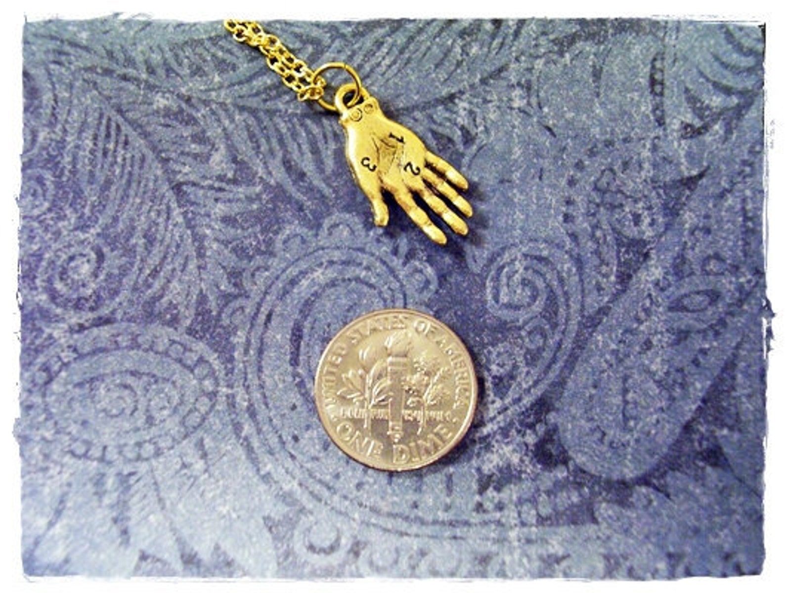 Gold Palm Reading Hand Necklace Antique Gold Pewter Palm - Etsy