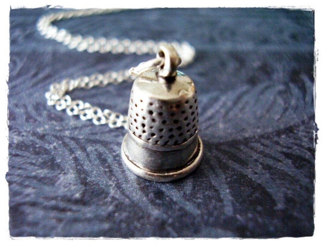 Silver Thimble Necklace - Sterling Silver Thimble Charm on a Delicate ...