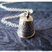 Silver Thimble Necklace - Sterling Silver Thimble Charm on a Delicate ...