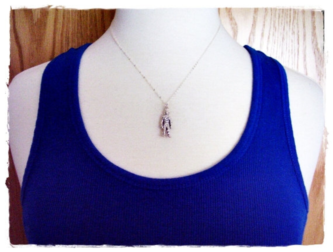 Silver Mummy Necklace Sterling Silver Mummy Charm on a - Etsy