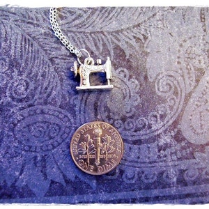 Silver Sewing Machine Necklace - Silver Pewter Sewing Machine Charm on ...
