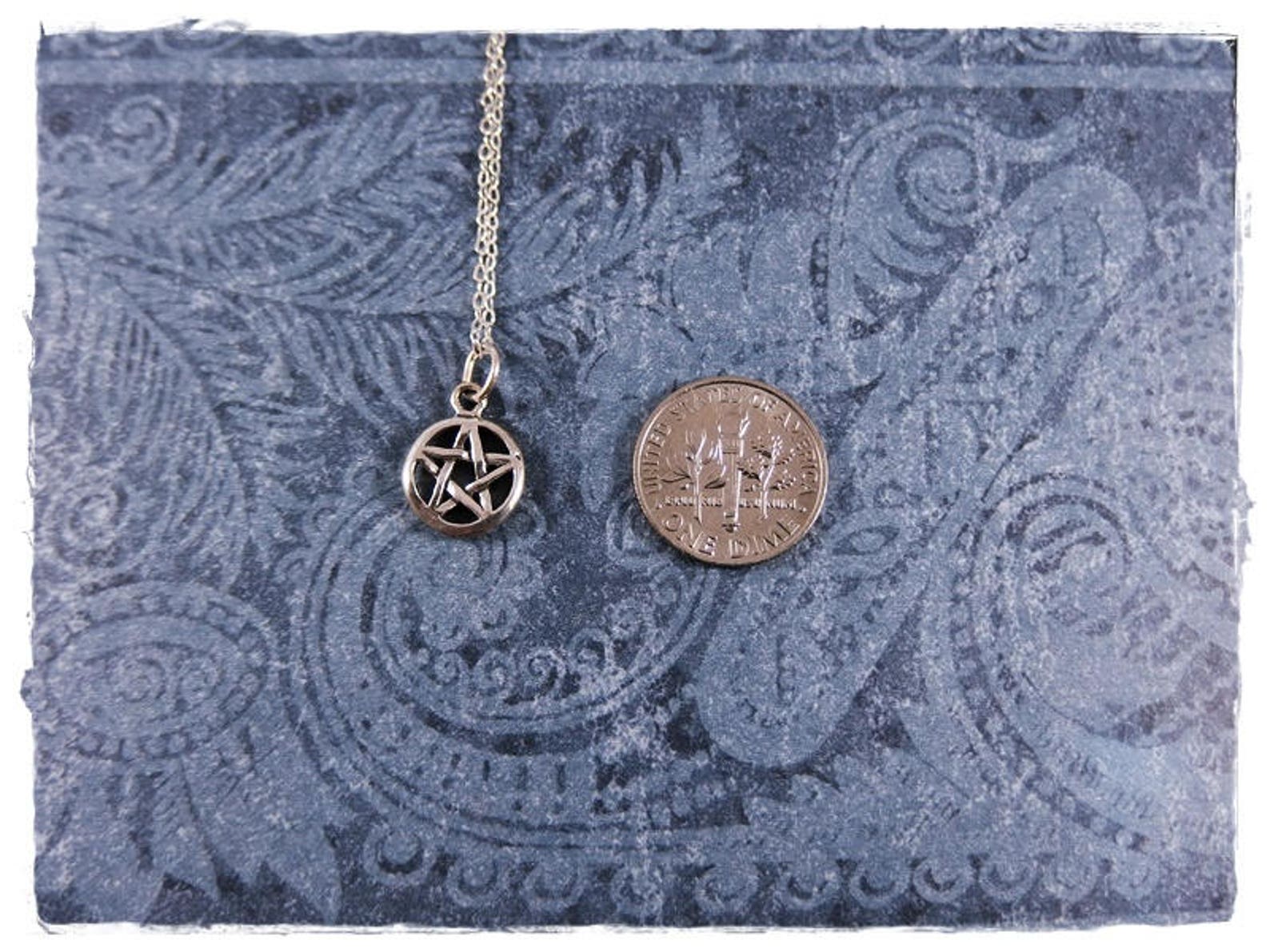 Tiny Pentagram Necklace - Sterling Silver Pentagram Charm on a Delicate ...