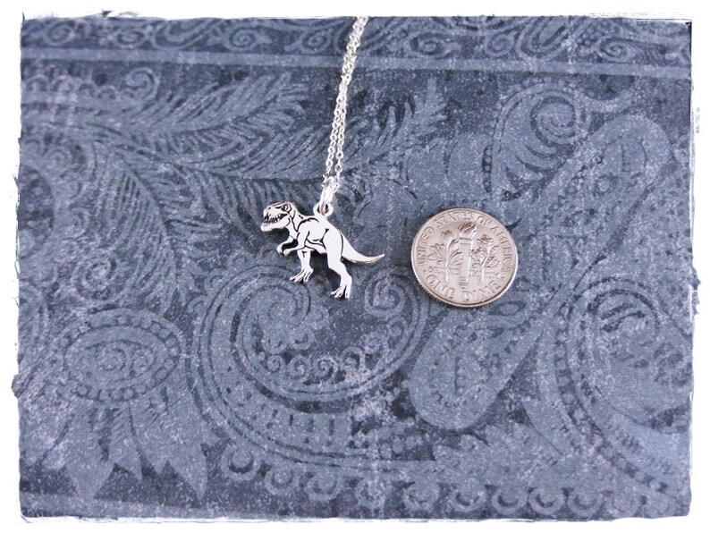 Silver T-rex Necklace - Sterling Silver T-rex Charm on a Delicate ...