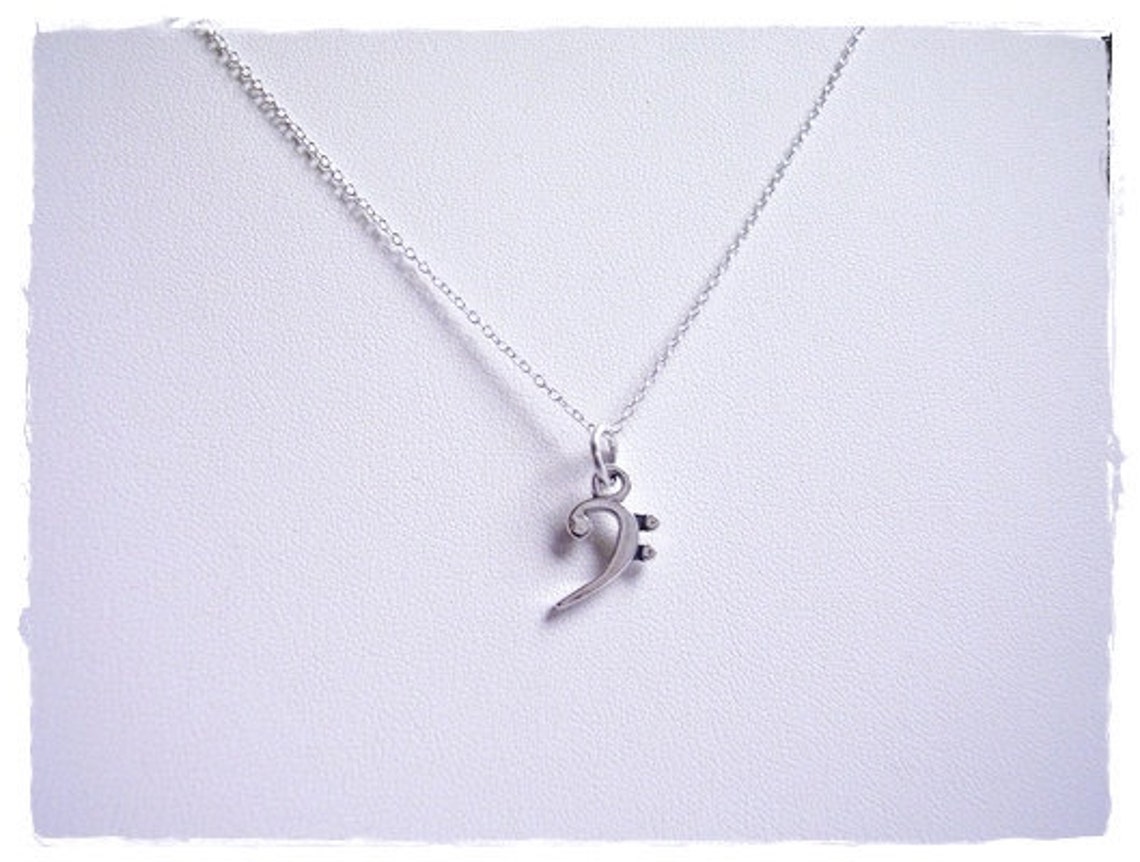 Silver Bass Clef Necklace - Sterling Silver Bass Clef Charm on a ...