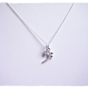 Silver Bass Clef Necklace Sterling Silver Bass Clef Charm on a Delicate ...
