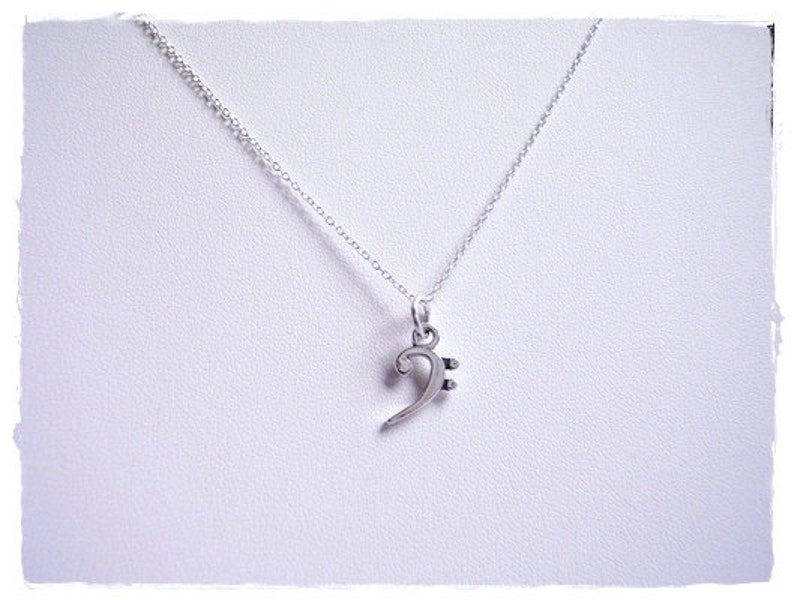 Silver Bass Clef Necklace - Sterling Silver Bass Clef Charm on a ...