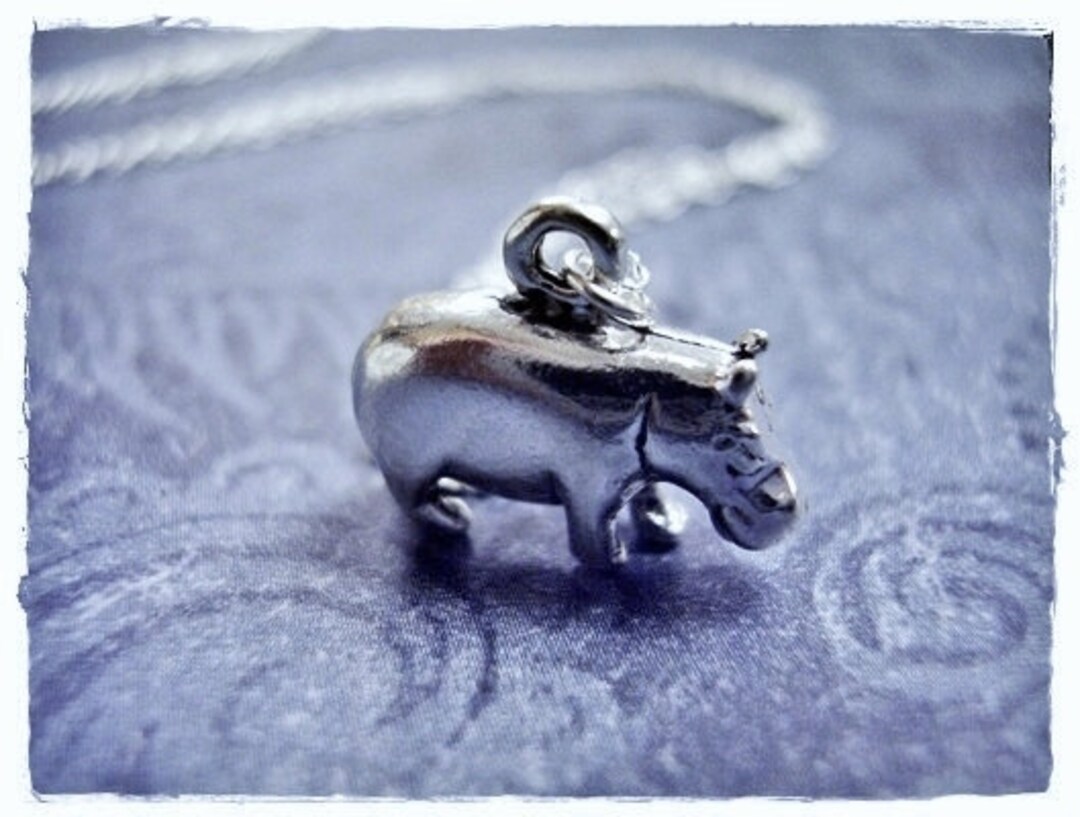 Silver Hippo Necklace - Sterling Silver Hippo Charm on a Delicate ...