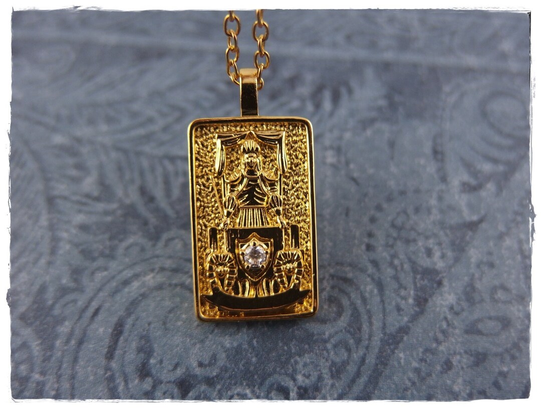 Gold the Chariot Tarot Card Necklace - 18kt Gold Plated Brass Chariot ...