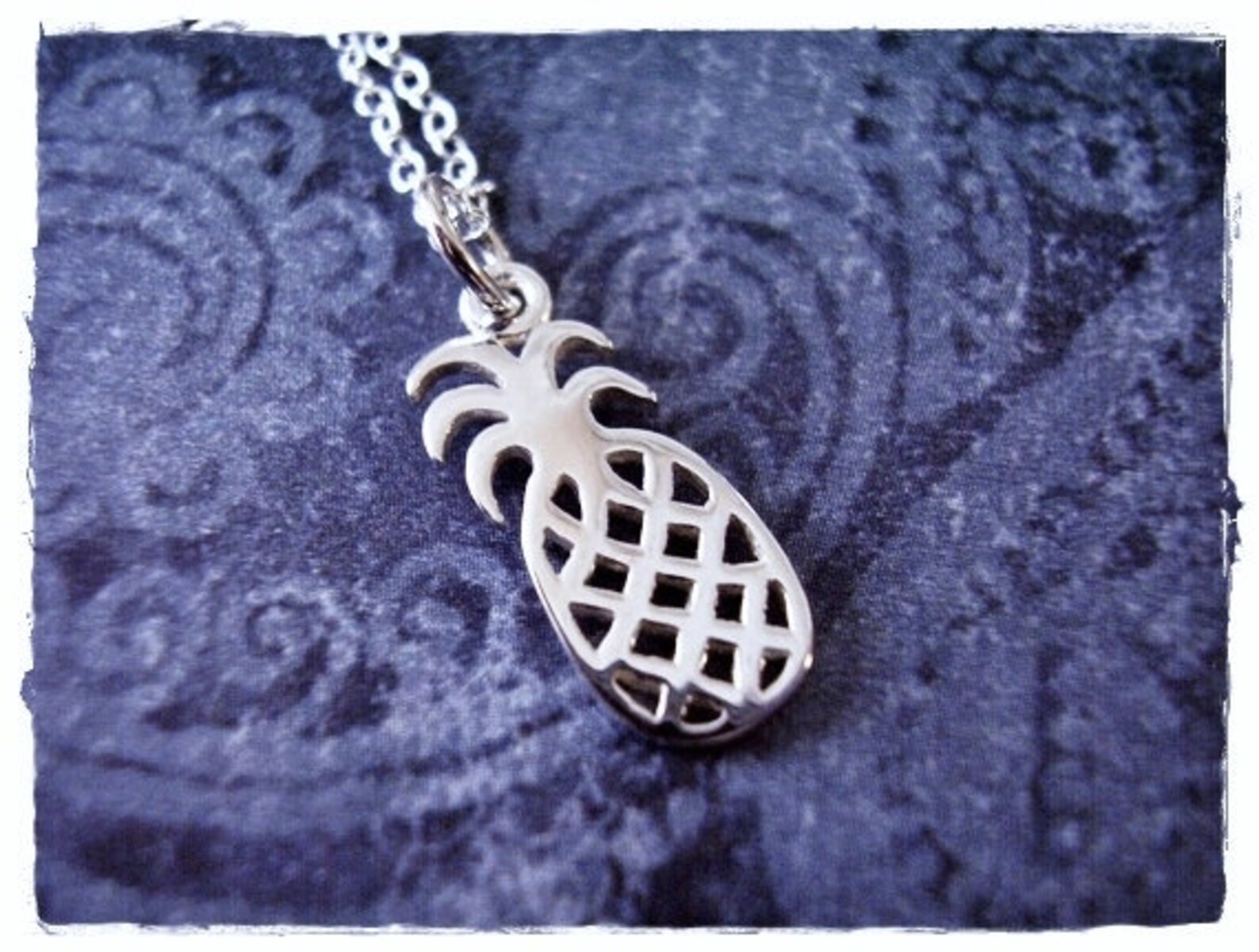 Silver Pineapple Necklace Sterling Silver Pineapple Charm on - Etsy