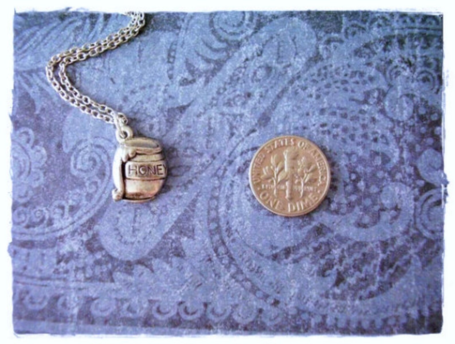 Silver Honey Pot Necklace - Antique Pewter Honey Pot Charm on a ...