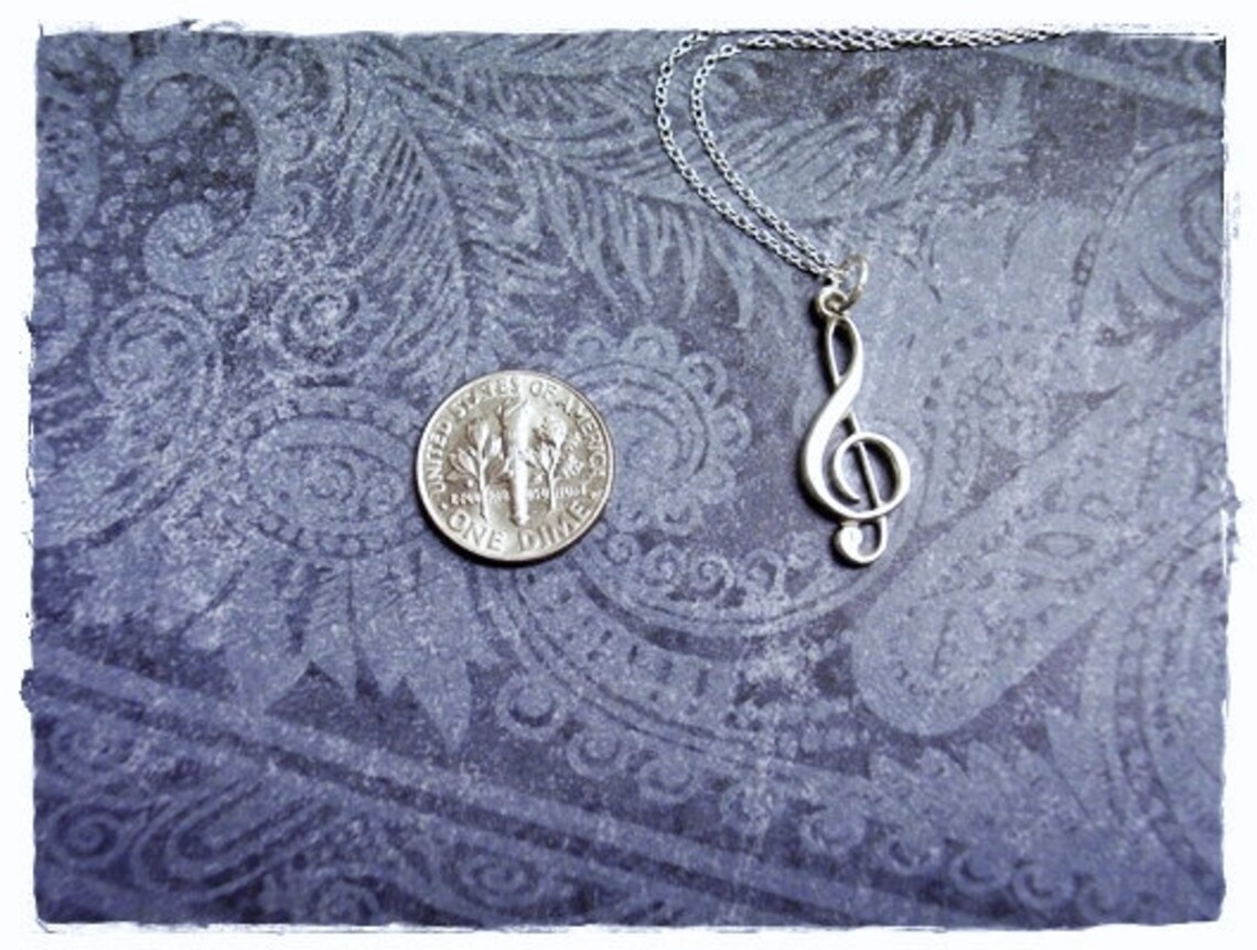 Silver Treble Clef Necklace Sterling Silver Treble Clef - Etsy