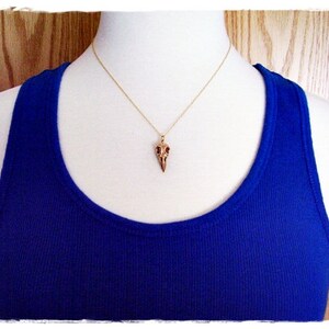 Gold Raven Skull Necklace - Bronze Raven Skull Charm on a Delicate 14kt ...