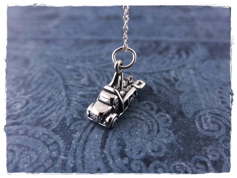 Silver Tow Truck Necklace Sterling Silver Tow Truck Charm on | Etsy