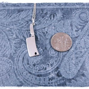 Silver Meat Cleaver Necklace - Sterling Silver Meat Cleaver Charm on a ...