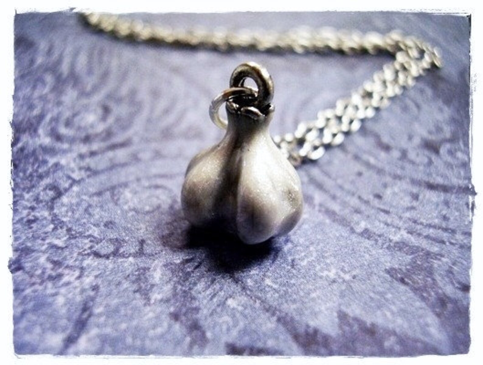 White Garlic Bulb Necklace - White Enameled Antique Pewter Garlic Bulb ...