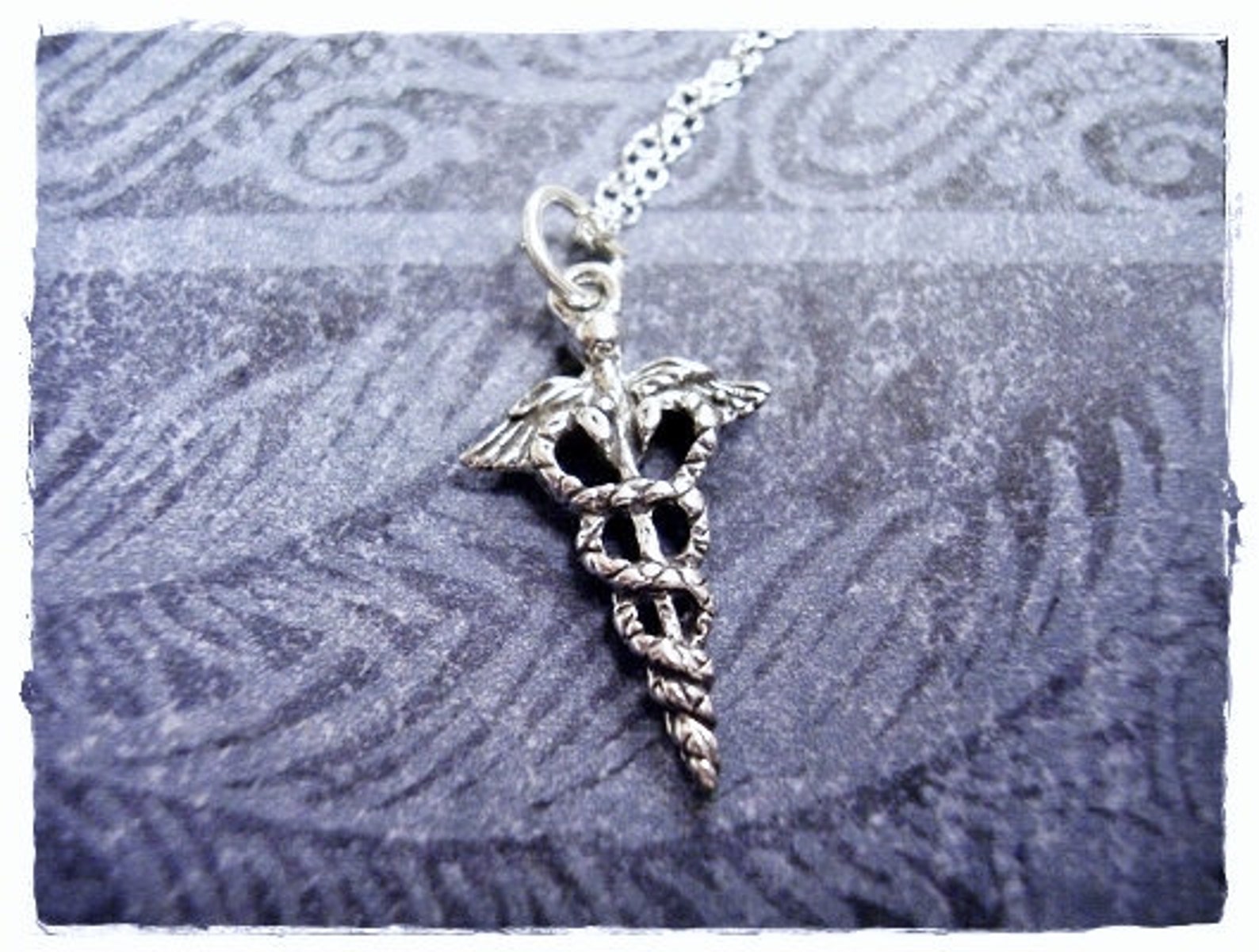 Silver Caduceus Symbol Necklace Sterling Silver Caduceus - Etsy