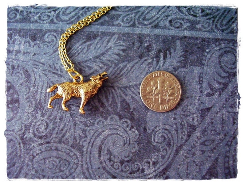 Gold Howling Wolf Necklace Antique Gold Pewter Howling Wolf | Etsy