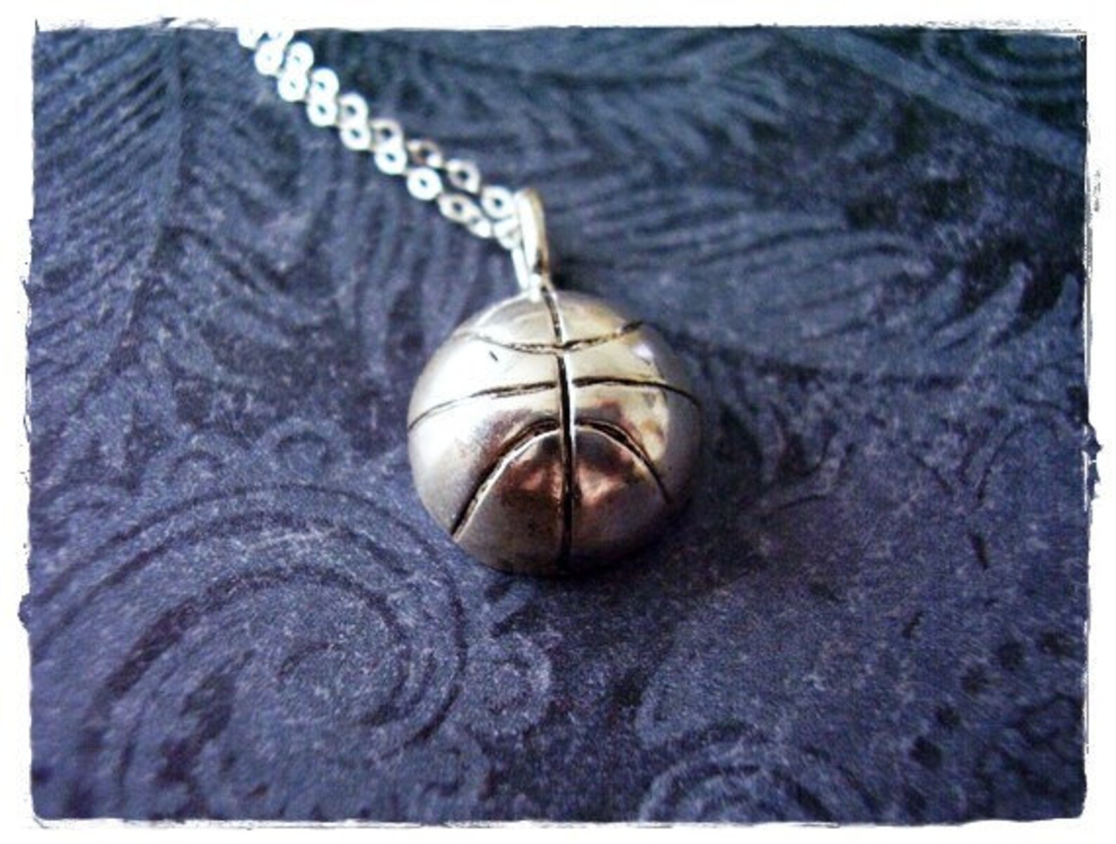 Silver Basketball Necklace - Sterling Silver Basketball Charm on a ...