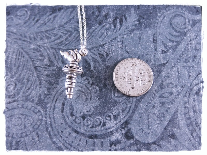 Silver Liberty Torch Necklace - Sterling Silver Liberty Torch Charm on ...