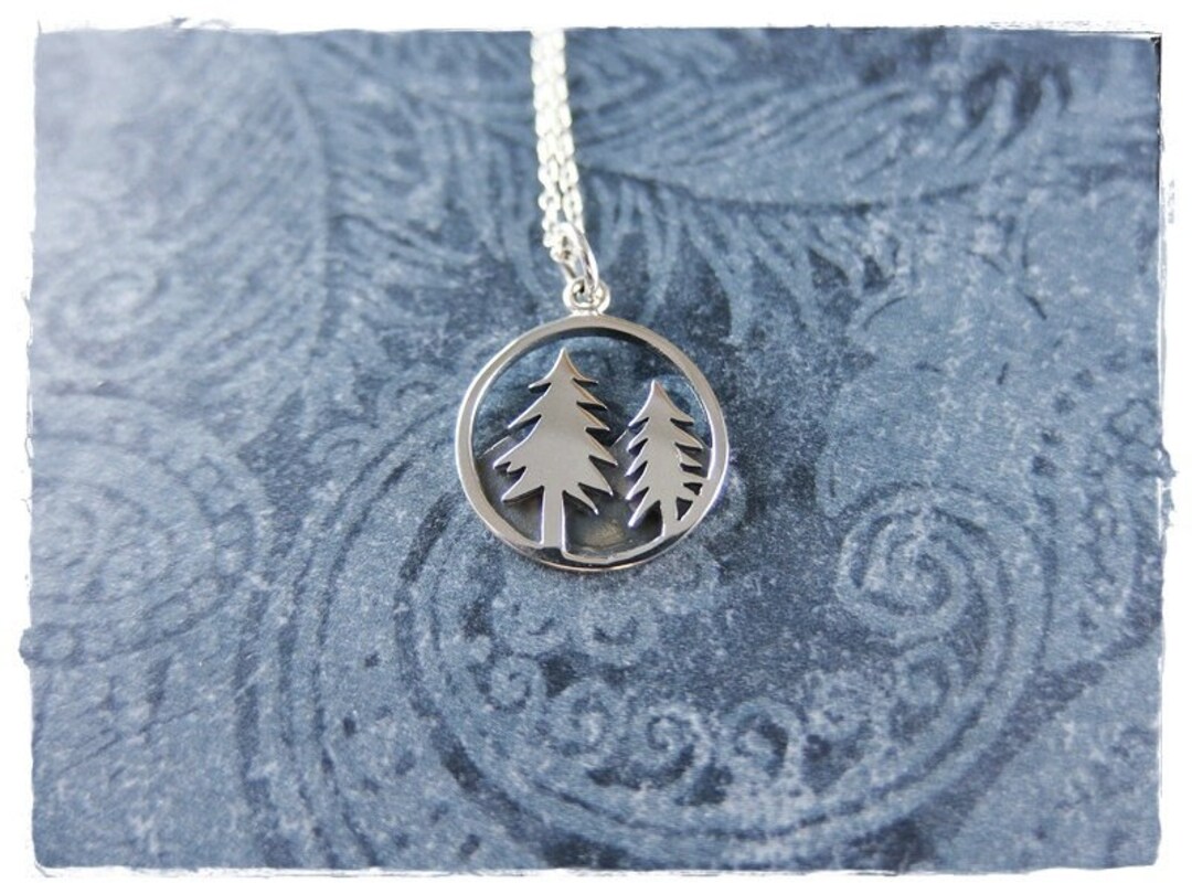 Silver Pine Trees Necklace - Sterling Silver Pine Trees Charm on a ...