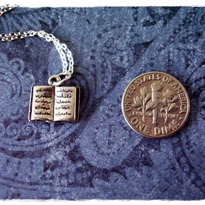 Silver Open Book Necklace - Sterling Silver Open Book Charm on a ...
