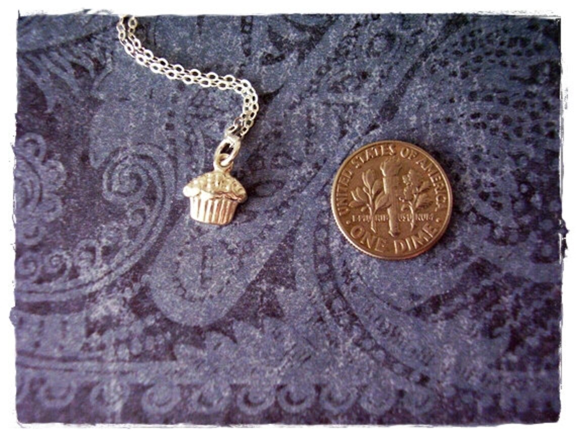 Tiny Muffin Necklace Sterling Silver Muffin Charm on a | Etsy