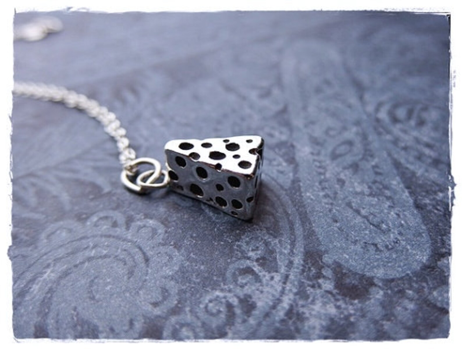 Silver Swiss Cheese Wedge Necklace Sterling Silver Cheese | Etsy