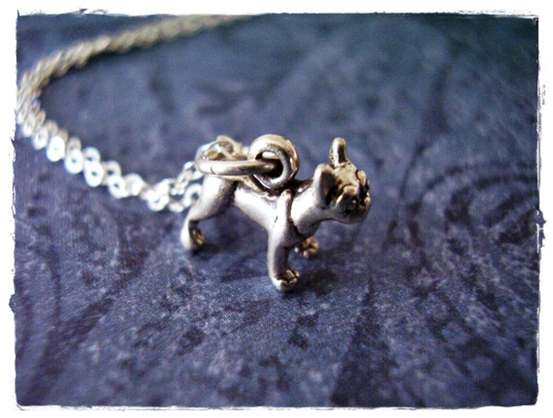 Tiny Boston Terrier Necklace - Sterling Silver Boston Terrier Charm on ...