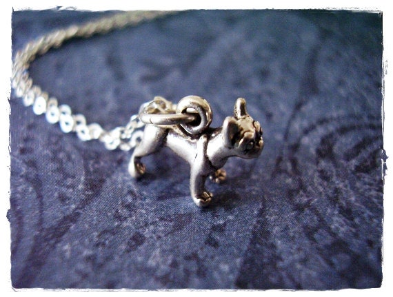 Tiny Boston Terrier Necklace - Sterling Silver Boston Terrier Charm on ...