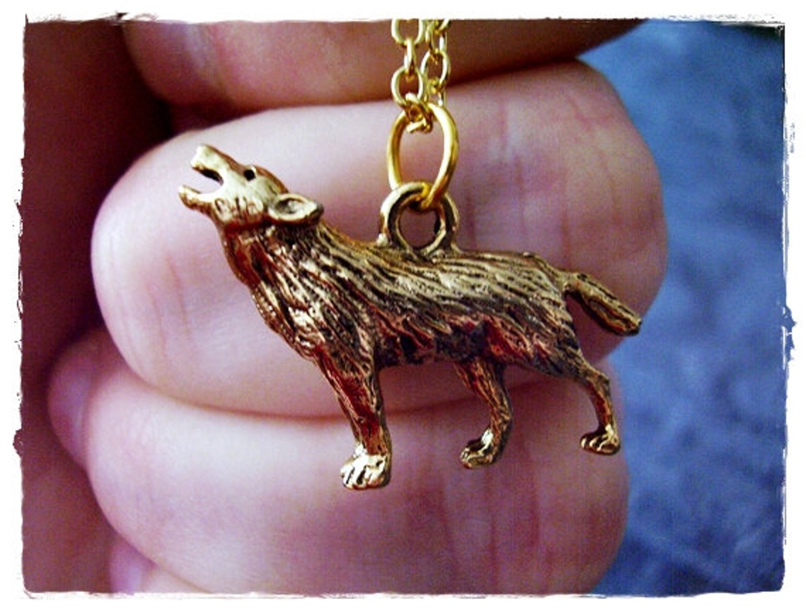 Gold Howling Wolf Necklace Antique Gold Pewter Howling Wolf | Etsy