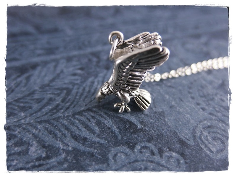 Silver Vulture Necklace - Sterling Silver Vulture Charm on a Delicate ...