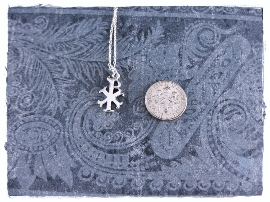 Silver Chi Rho Necklace Sterling Silver Chi Rho Charm on a | Etsy